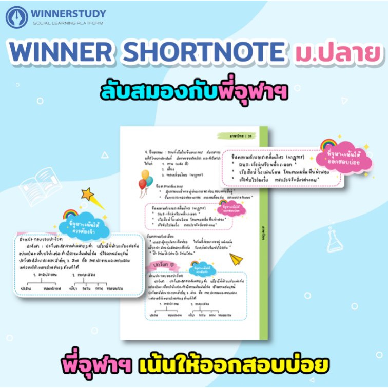 หนังสือสรุป WINNER SHORTNOTE ม.ปลาย (ครบ 8 วิชา ม.4-6 การันตีเกรดพุ่ง) - megastudyth - ThaiPick