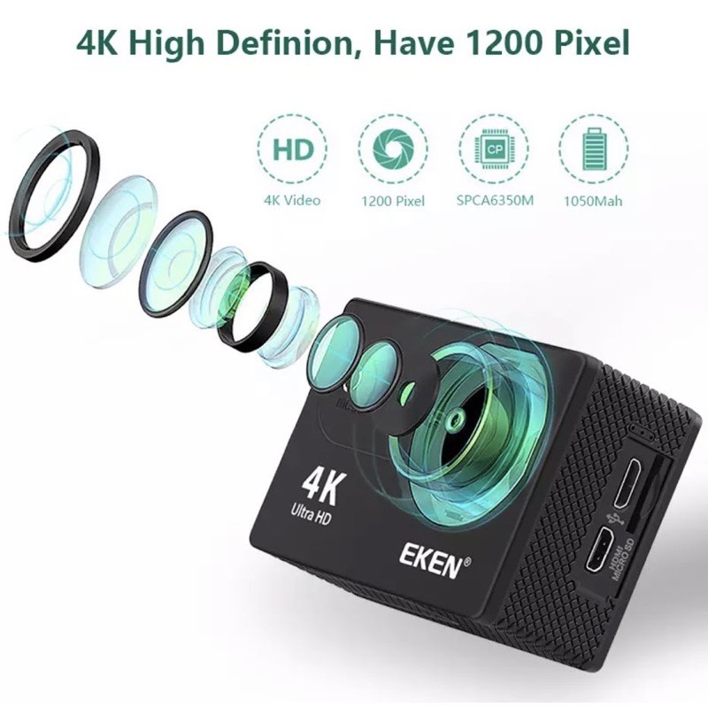 EKEN H9R 4K กล้อง Action Camera กล้องกันน้ำ เลนส์คุณภาพสูง สินค้าแท้ ...