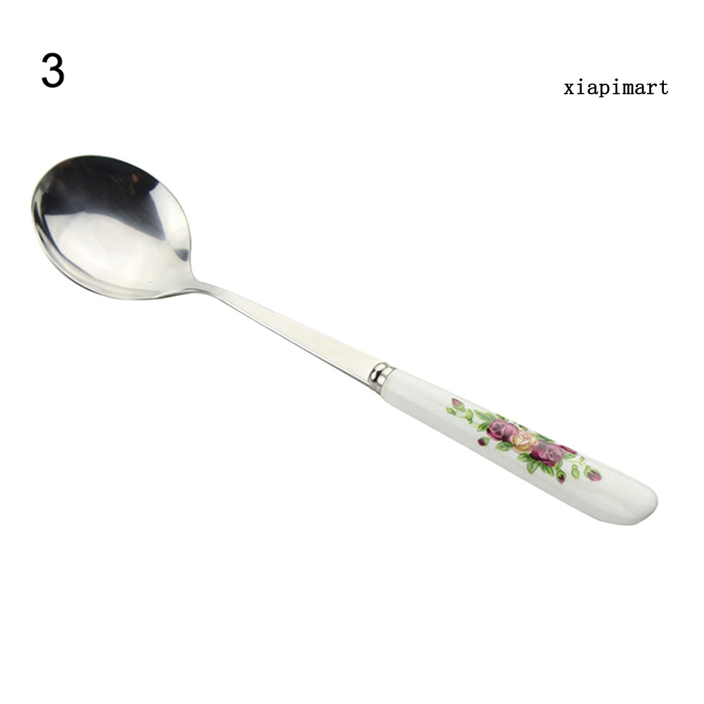 【Ready stock】5 Pcs Kitchen Utensil Soup Spoons Rose Ceramic Handle ...