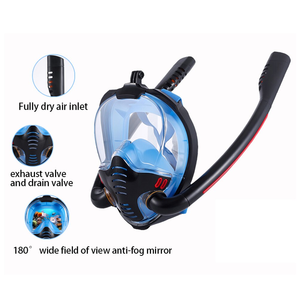 Snorkeling Mask Double Tube Diving Mask Adults Kid Swimming Mask Diving ...