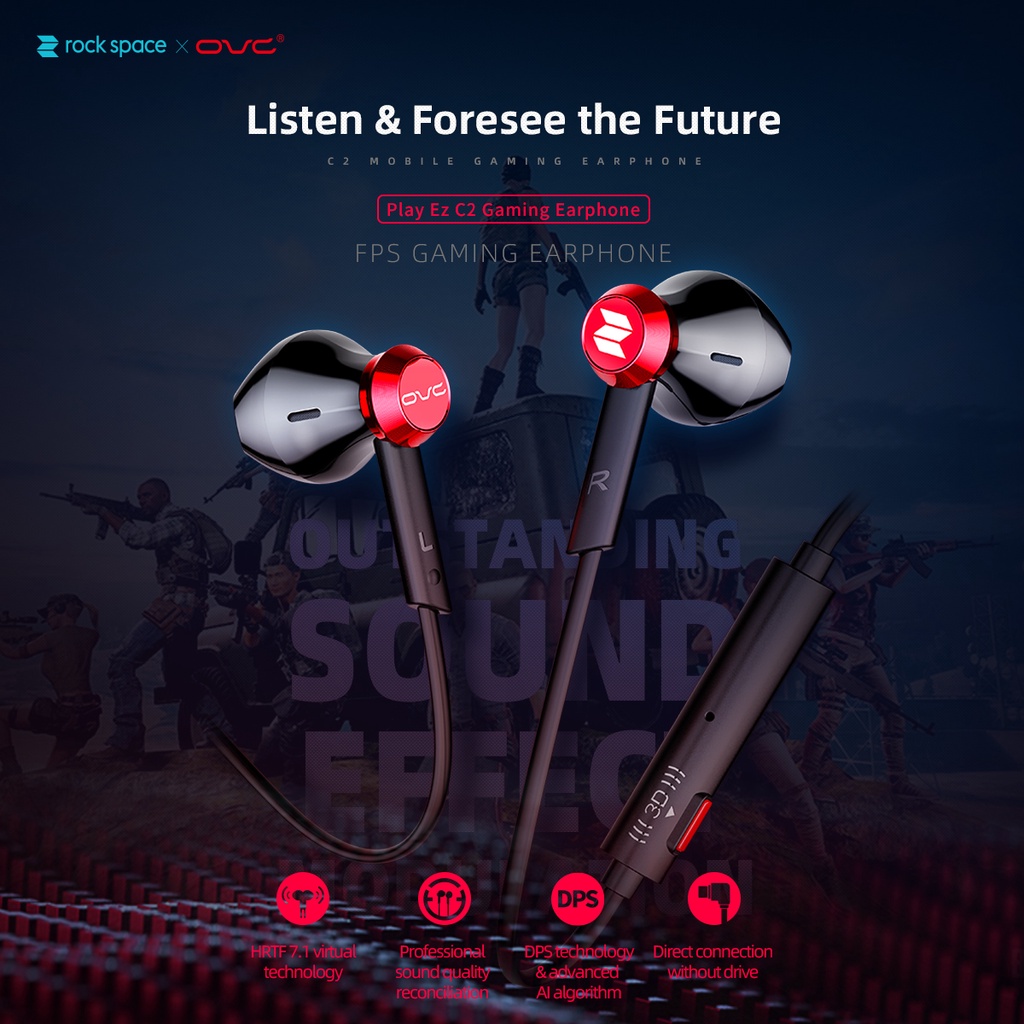 rock space C2 หูฟังเกมมิ่งคุณภาพ ระบบ Virtual 7.1 360 องศา สบายหู ...