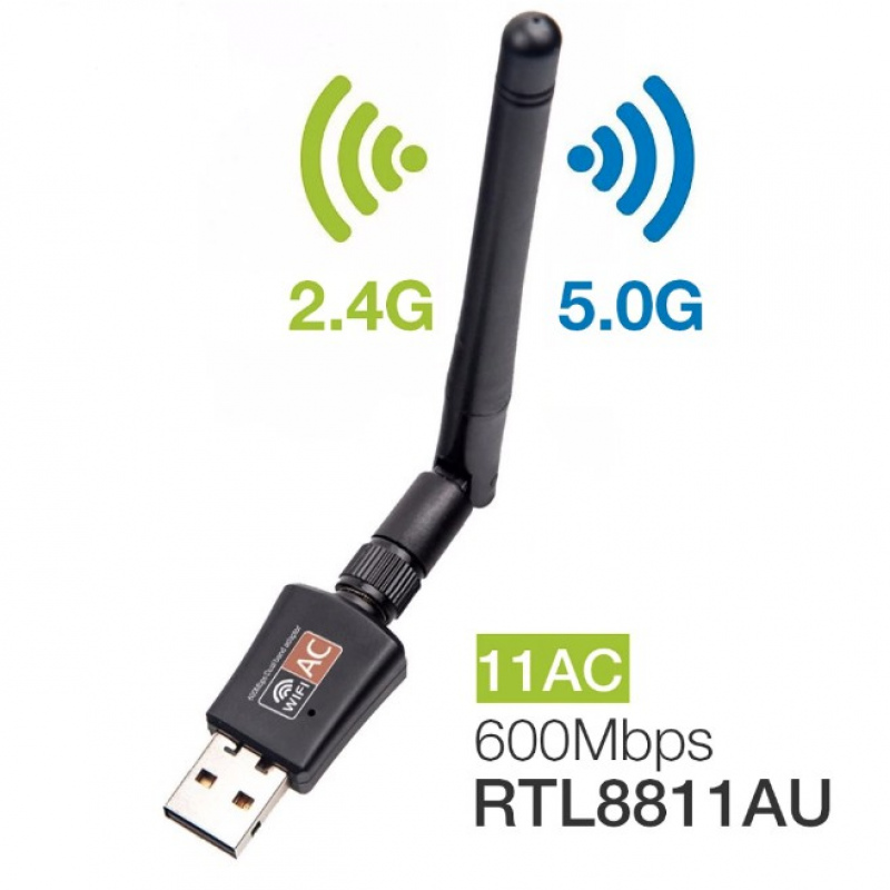 600mbps-2db 150m Usb Ac 2.4g 5g พร้อมเสาอากาศรับสัญญาณตัวรับสัญญาณ Wifi ...