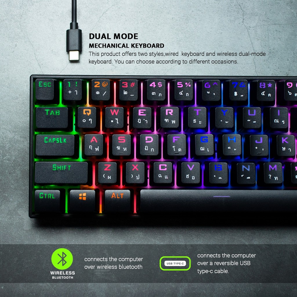 EGA TYPE-K4 Mechanical Gaming Keyboard 60% คีย์บอร์ดเกมมิ่งแบบ TKL มี ...