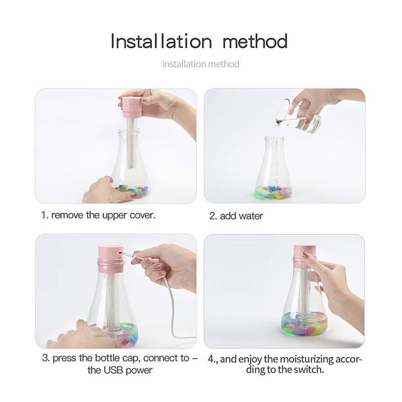 Humidifiers 500ml Portable USB Wishing Bottle Mist Spray Light Bar ...