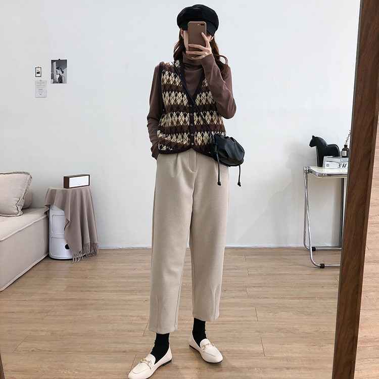 R etro R hombus สีจับคู่ถักเสื้อกั๊กสำหรับผู้หญิง2020ฤดูใบไม้ร่วงและฤดู ...