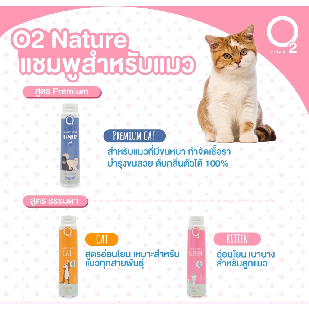 O2 Shampoo แชมพูแมว Cat หรือ Kitten หรือ Premium Cat กำจัดยีสต์และราแมว ...