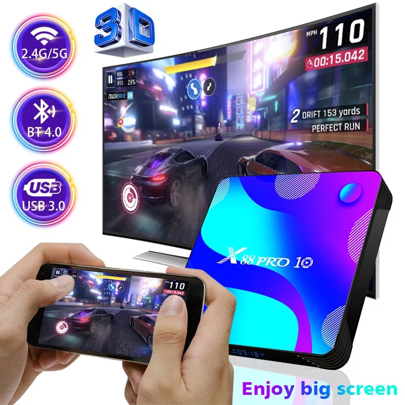 พร้อมส่ง X88 PRO 10 Android 10.0สมาร์ททีวีกล่อง4K 1080P RK3318 Wifi BT ...