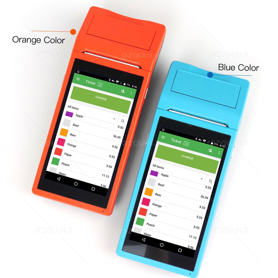 PDA POS WIFI Bluetooth 4G PDA Android 6.0 POS Barcode Scanner Reader 1D ...