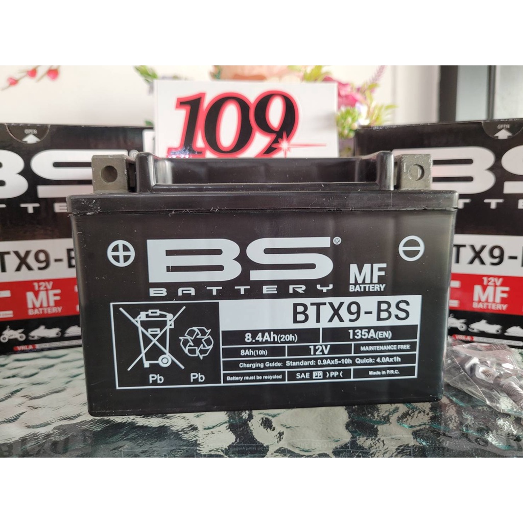 แบตเตอรี่ BS BTX9-BS สำหรับ CB400 Street400 Ninja250-300-400 Z800 Z900 ZX6 และอีกหลายรุ่นมากๆ ...