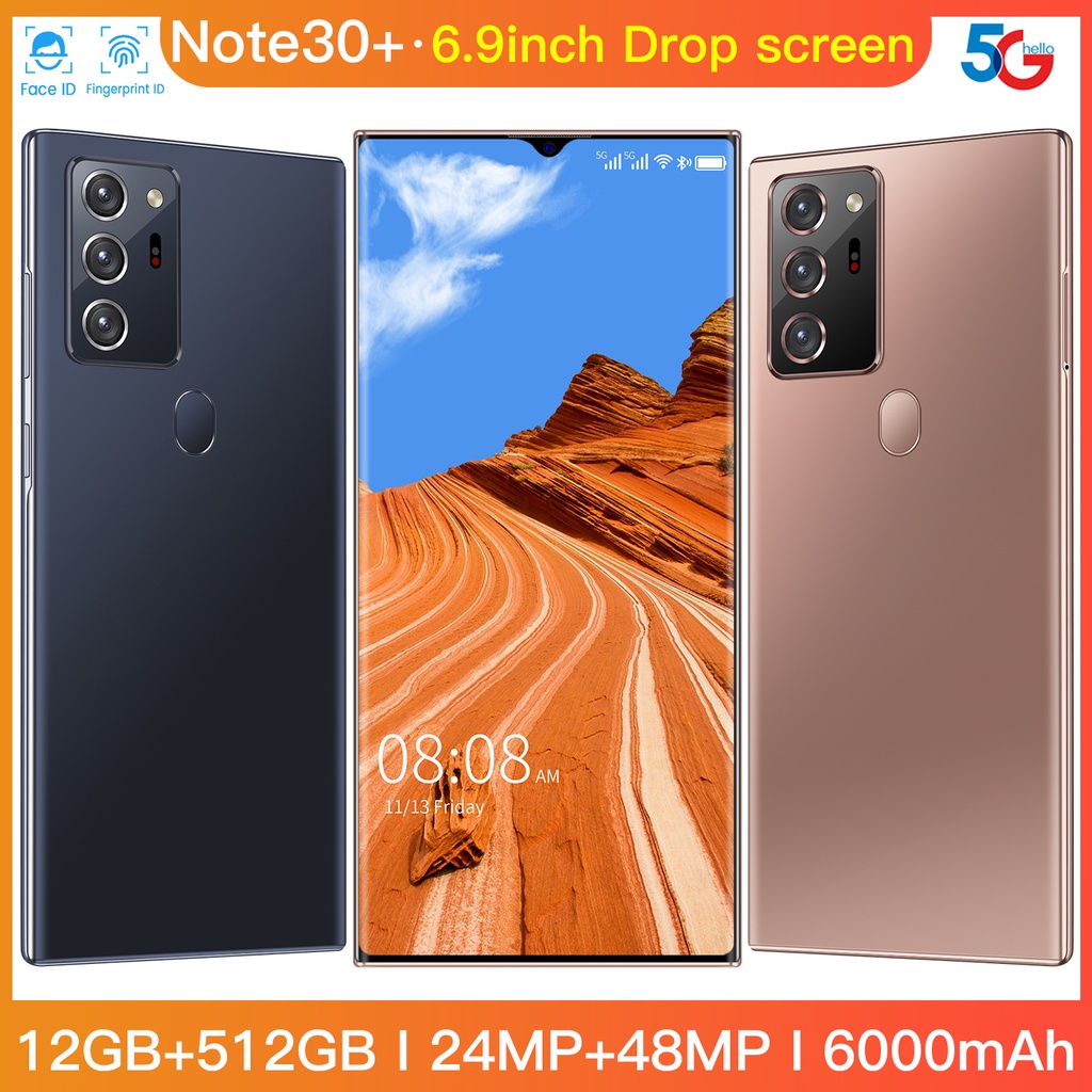 Note 30+ สมาร์ทโฟนหน้าจอ 6.9 นิ้ว full hd 6000 Mah 12 Gb + 512 Gb หน่วย ...