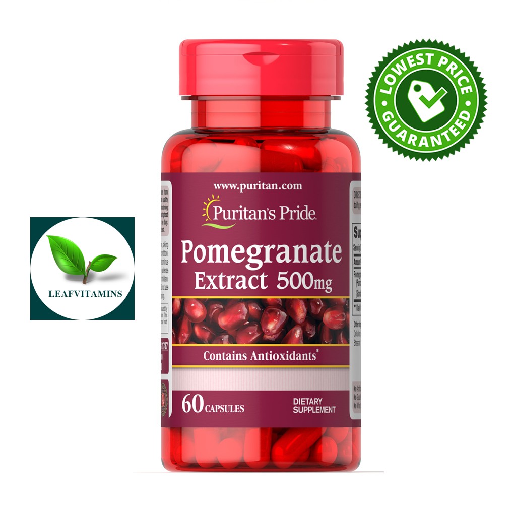 Puritans Pride Pomegranate Extract 500 mg 60 Capsules - leafvitamins ...