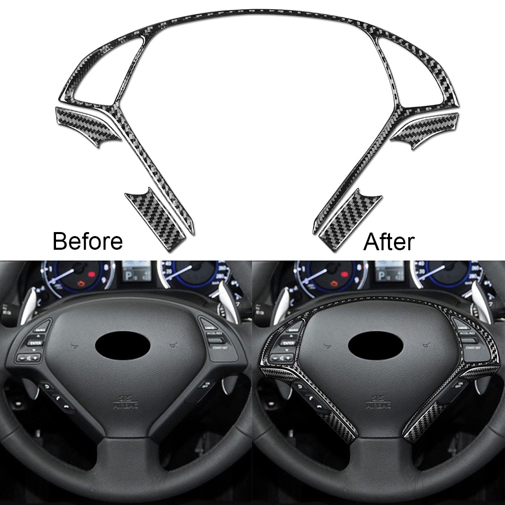 5pcs Carbon Fiber Steering Wheel Interior Sticker Set Panel Decoration ...