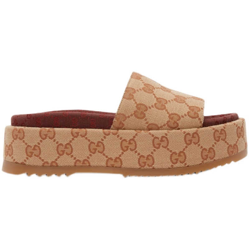 2022DeLuxeGucci Gucci 22SS Women s GG Pattern Round Toe Sandals 573018KQW00 รองเท้าแตะ - gill ...
