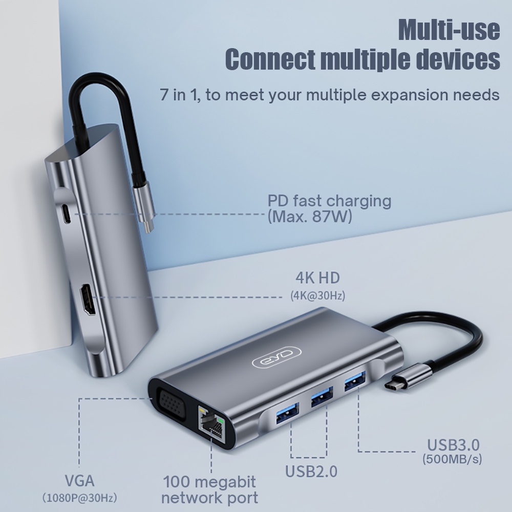 EYD 2111 อะแดปเตอร์ฮับ 7 in 1 Type C Dock - eydstore1.th - ThaiPick