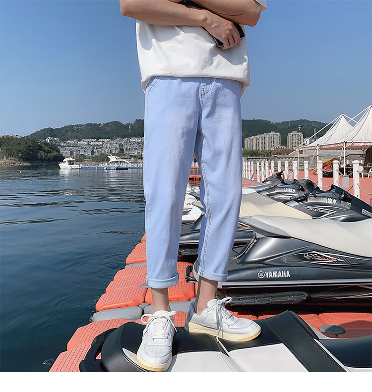 New light-colored pants men's tide brand casual wild 2020 autumn loose ...