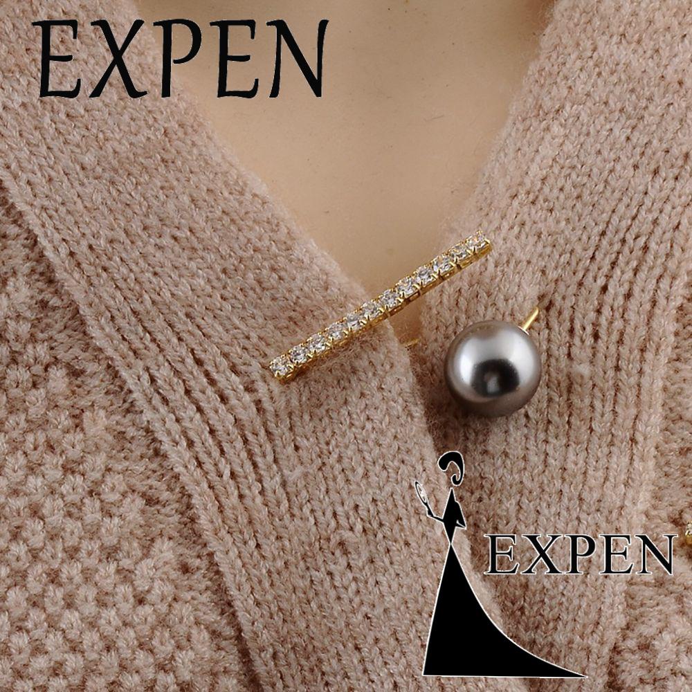 Expen เข็มกลัดมุก หรูหรา เรียบง่าย เสื้อกันหนาว ป้องกันแสงสะท้อน เข็ม ...