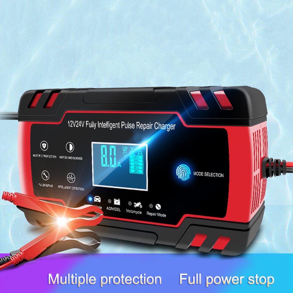 Car Battery Charger 1224V 8A Digital LCD Display Touch Screen Pulse ...