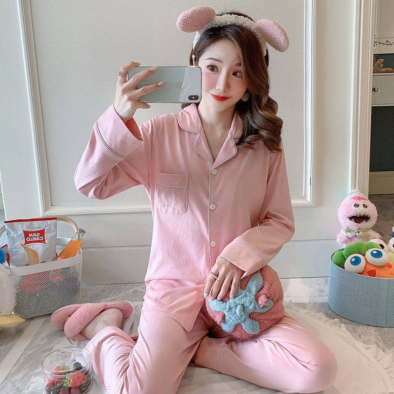 ชุดนอน ชุดนอนด้าย M 5xl High End 100 Cotton Pajamas Womens Spring And