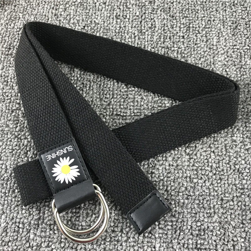 Little Daisy Quan Zhilong เข็มขัดผ้าใบหัวเข็มขัดสองห่วง unisex แฟชั่น ...