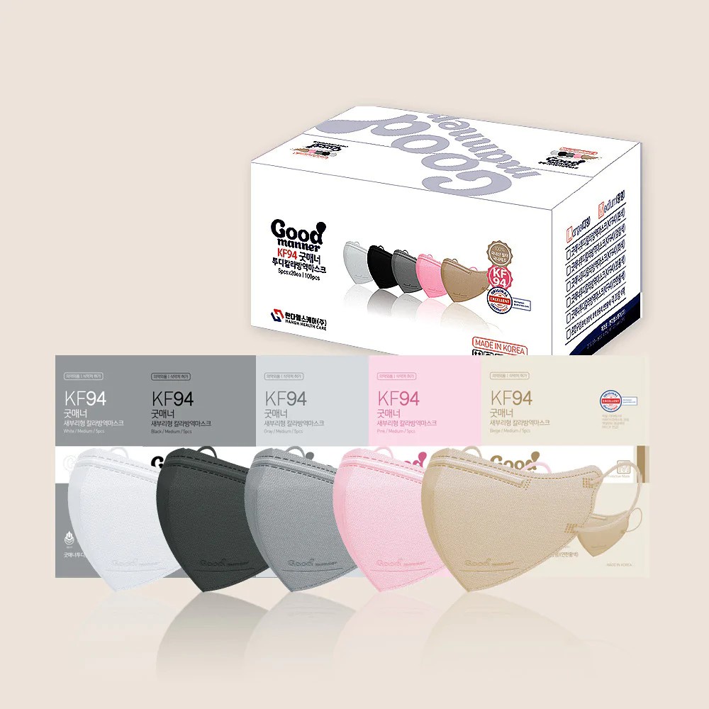 แมสลิซ่า ซอง 5 ชิ้น Good Manner KF94 2d mask หน้ากากอนามัยเกาหลี KF94 ...