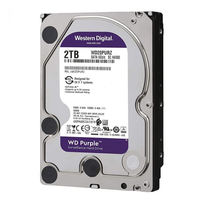 2TB HDD CCTV WD Purple (5400RPM, 64MB, SATA-3, WD20PURZ ...