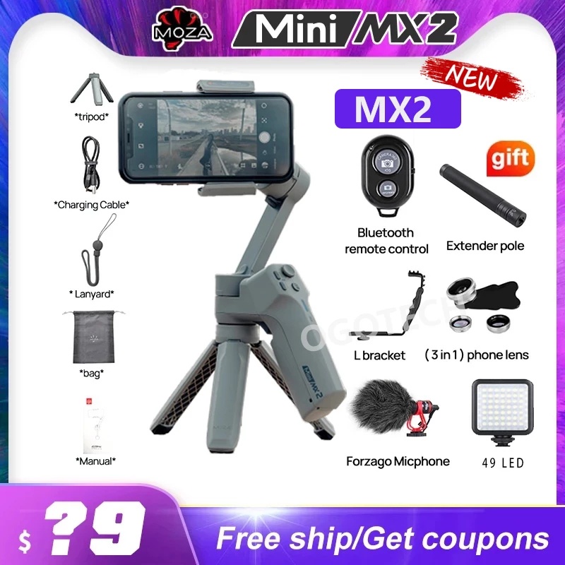 Moza MINI MX2 MIN P MAX Gimbal Smartphone 3-Axis Brushless Handheld ...