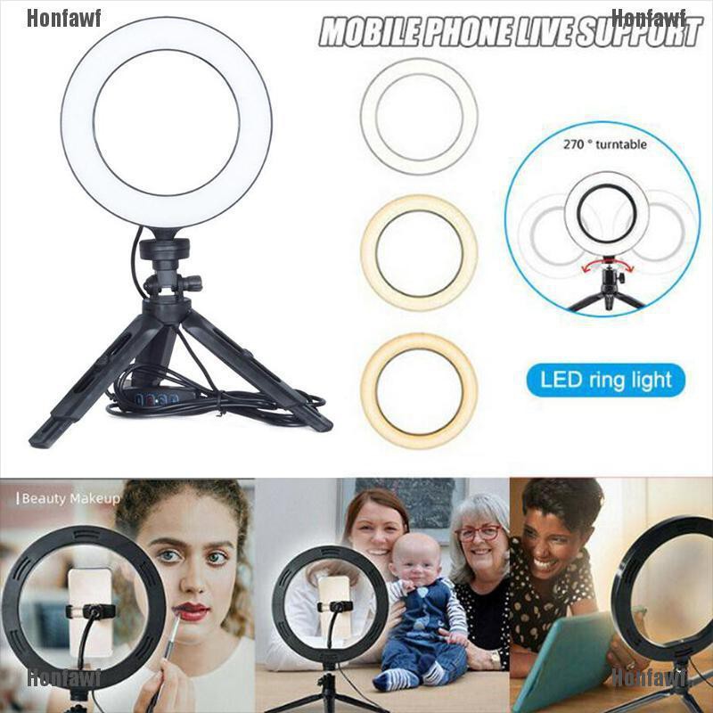 Honfawf LED Ring Light Lamp Selfie Camera Phone Studio Tripod Stand ...