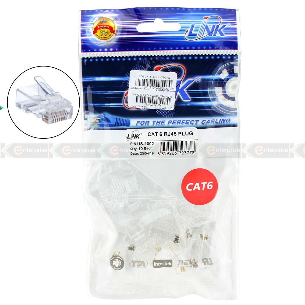 Plug RJ45 CAT6 LINK (US-1002) (10/Pack) Original | Shopee Thailand