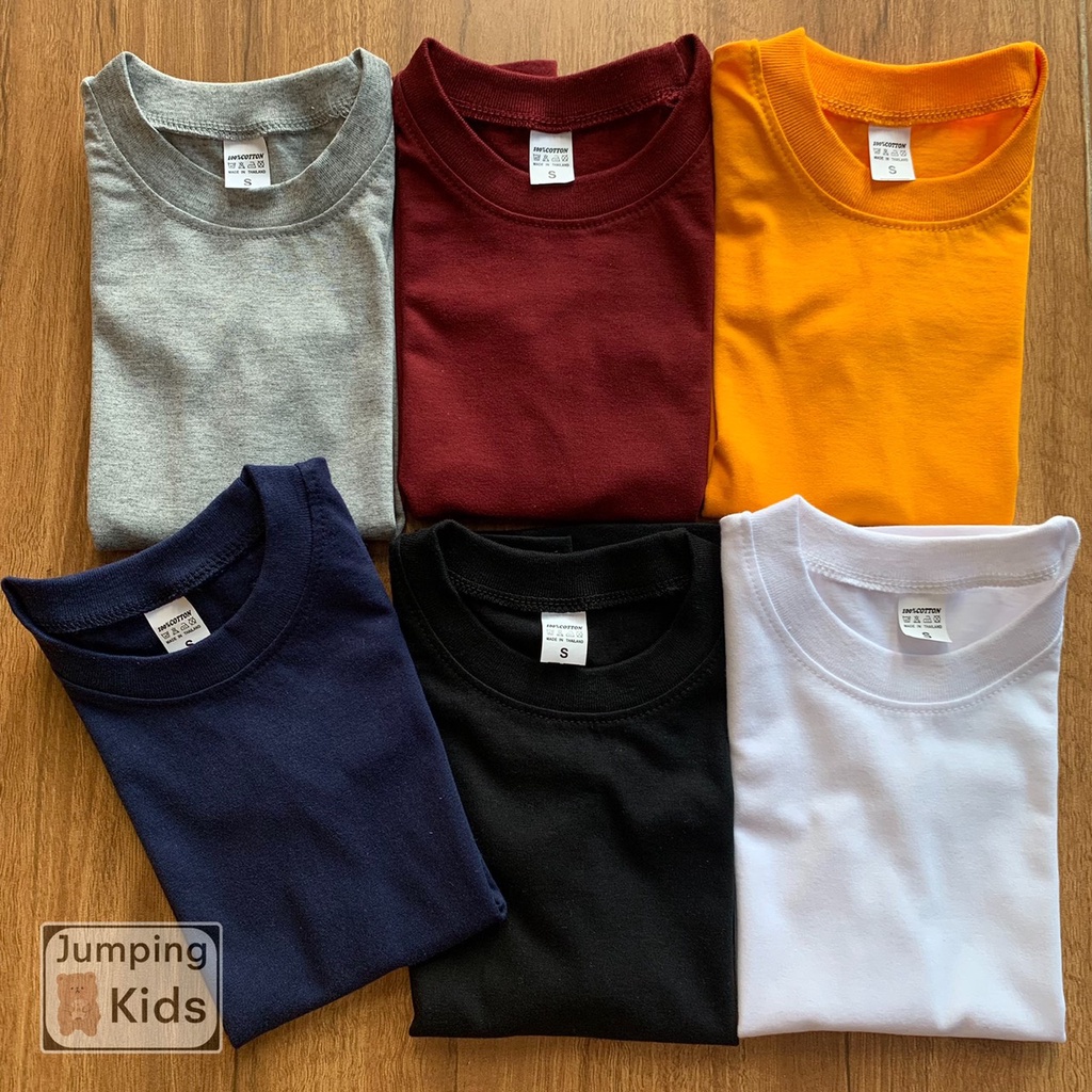 เสื้อยืดแขนสั้นเด็กสีพื้น ราคาถูก Size S M L XL อายุ 1-8 ขวบ เสื้อเด็กชาย เสื้อเด็กหญิง ...