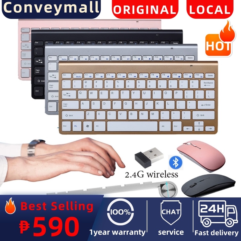 Local Seller]2.4G Wireless Silent Keyboard and Mouse Set Bluetooth Mini ...