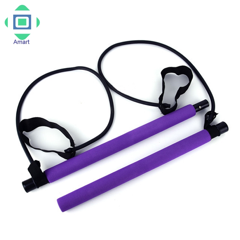 Yoga Pilates Bar Kit Exercise Resistance Band Muscle Training Bar ...