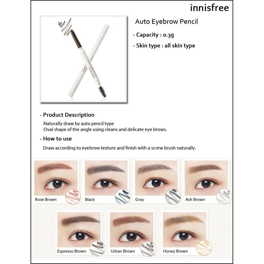 ของแท้พร้อมส่ง New packaging 2019 Innisfree Auto Eyebrow Pencil 0.3 g ...