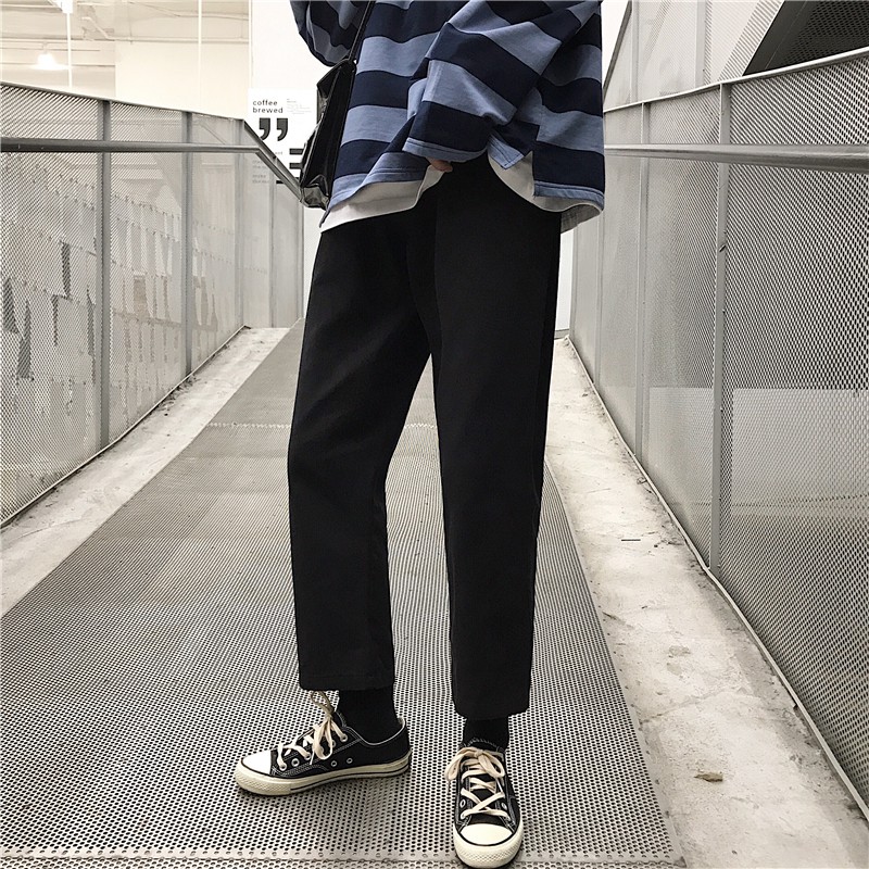 Hong Kong style straight casual pants Korean loose nine-point pants ...