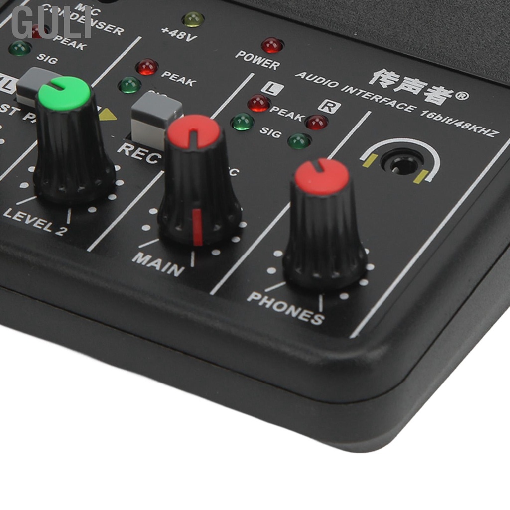 Guli 2 Channels Mixer USB 48V Sound Mixing Console For Music Recording ...