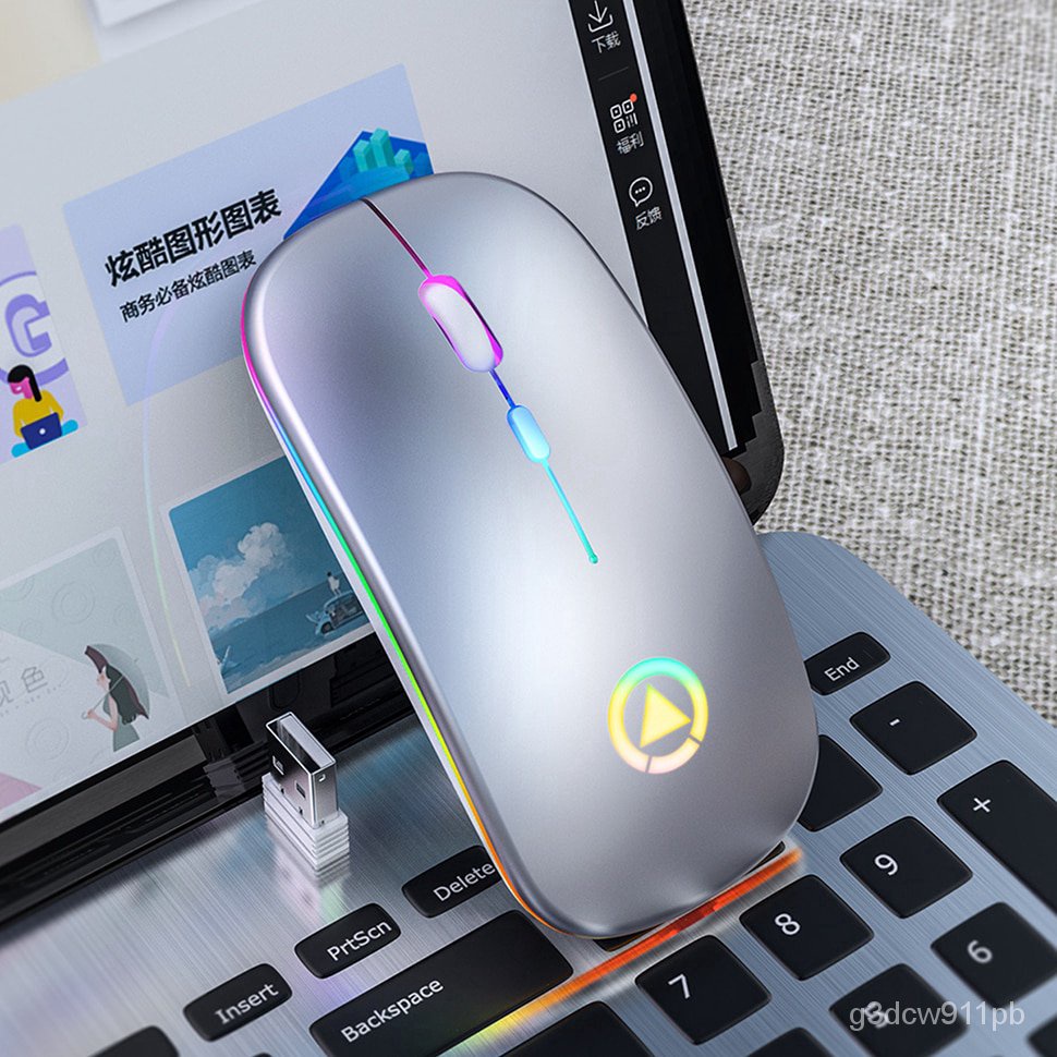 qpZC Wireless Mouse Bluetooth Rechargeable Mouse Ultra-thin Silent LED ...
