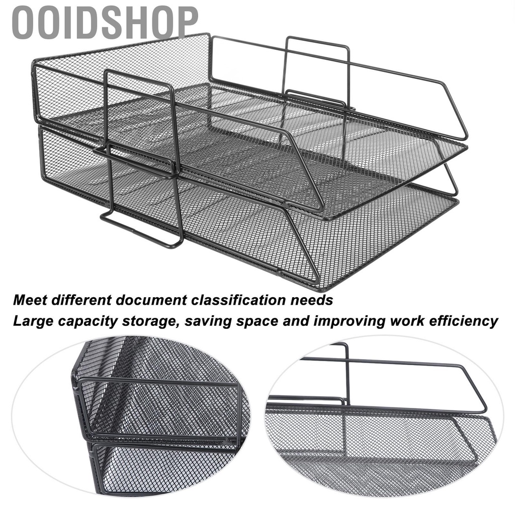 Ooidshop 2-Tier Mesh Desktop File Document Letter Tray Holder Rack ...