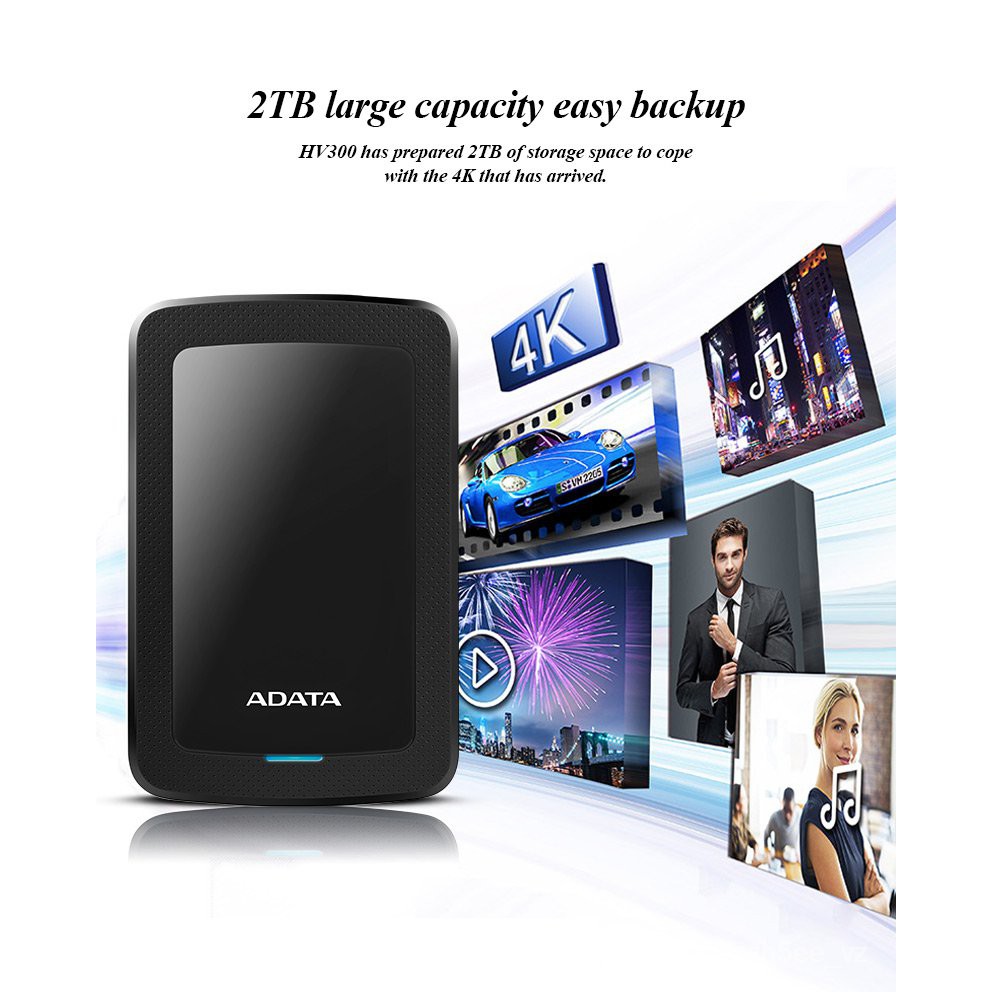 ADATA HV300 2.5 inch BLACK HDD White 2TB High Seed EXternal Hard Drive ...