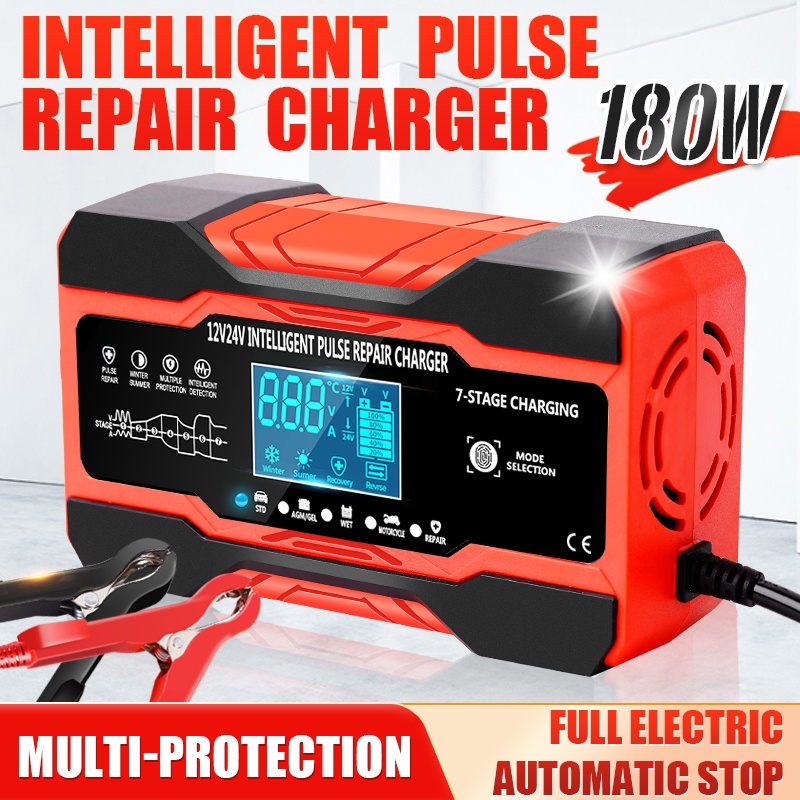 NEW Car Battery Charger Fully Automatic 12V 10A 24V 5A Smart Fast ...