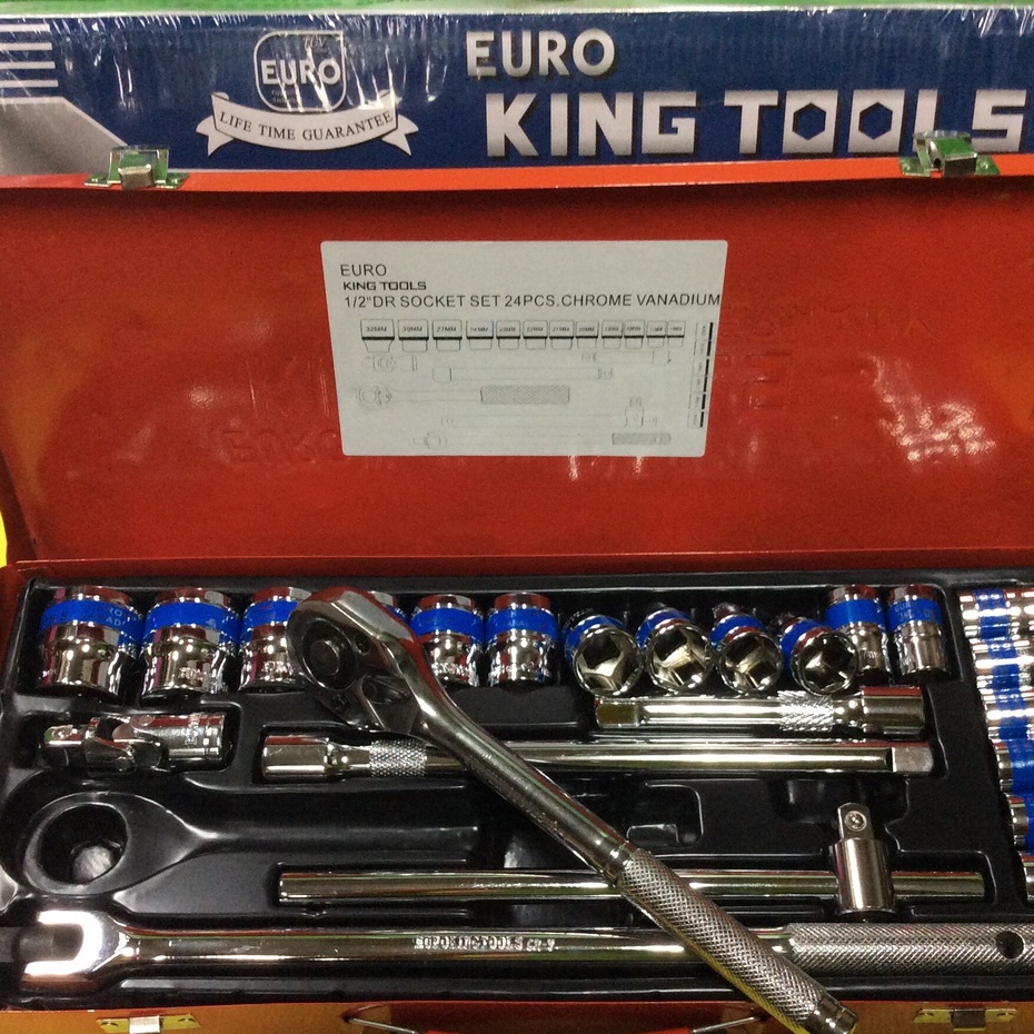 Euro king tool บ๊อกชุด 24 pcs 6 เหลี่ยม 10-32 มิล euro เหมาะกับงานขันน๊อต/ติดรถ/ติดบ้าน/ซ่อมงาน ...