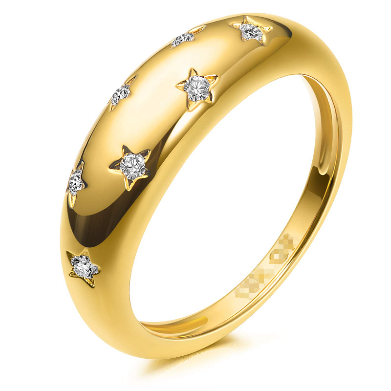 Gold five pointed star star ring with diamond - lzxiaot.th - ThaiPick