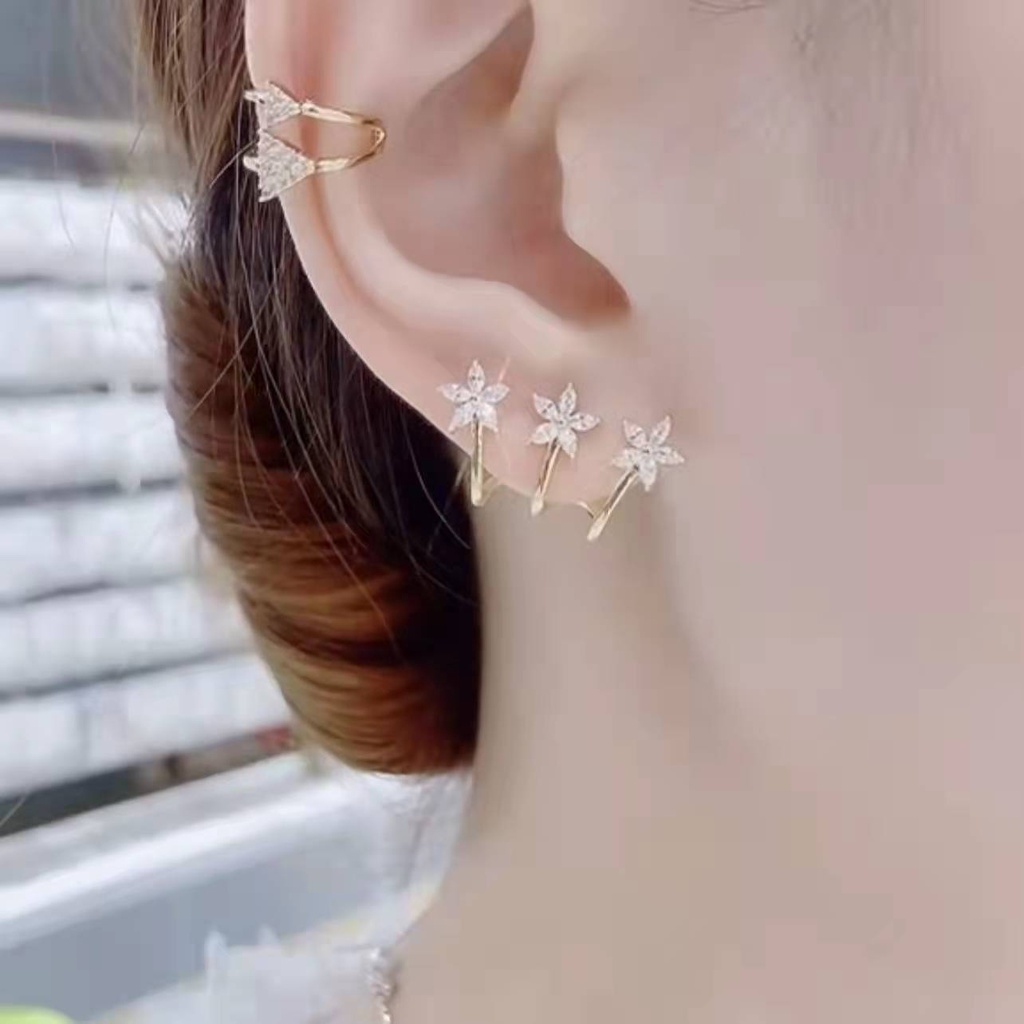 ต่างหูสตั๊ด เงิน S925 4 เอฟเฟค สไตล์เกาหลี - xiping.th - ThaiPick