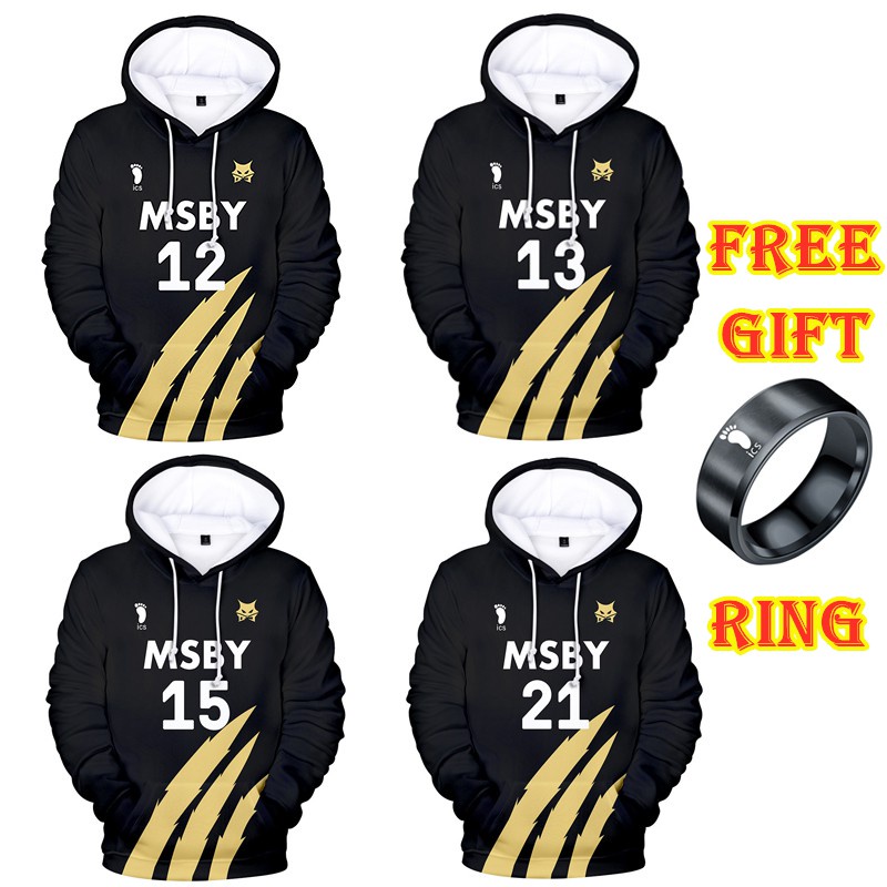 MSBY Black Jackals Hoodie Haikyuu Jacket Cosplay 3D Unisex Casual Top ...