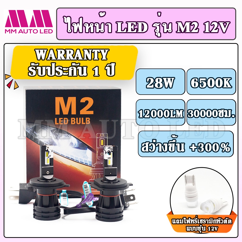 ไฟหน้าLED รุ่น M2 (รับประกัน1ปี 28W 6500K 12000LM) - mmautoled - ThaiPick
