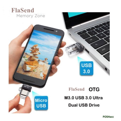 Flasend แฟลชไดรฟ์ OTG 16GB 32GB 64GB 128GB 150M S M3.0 สีดํา - start ...