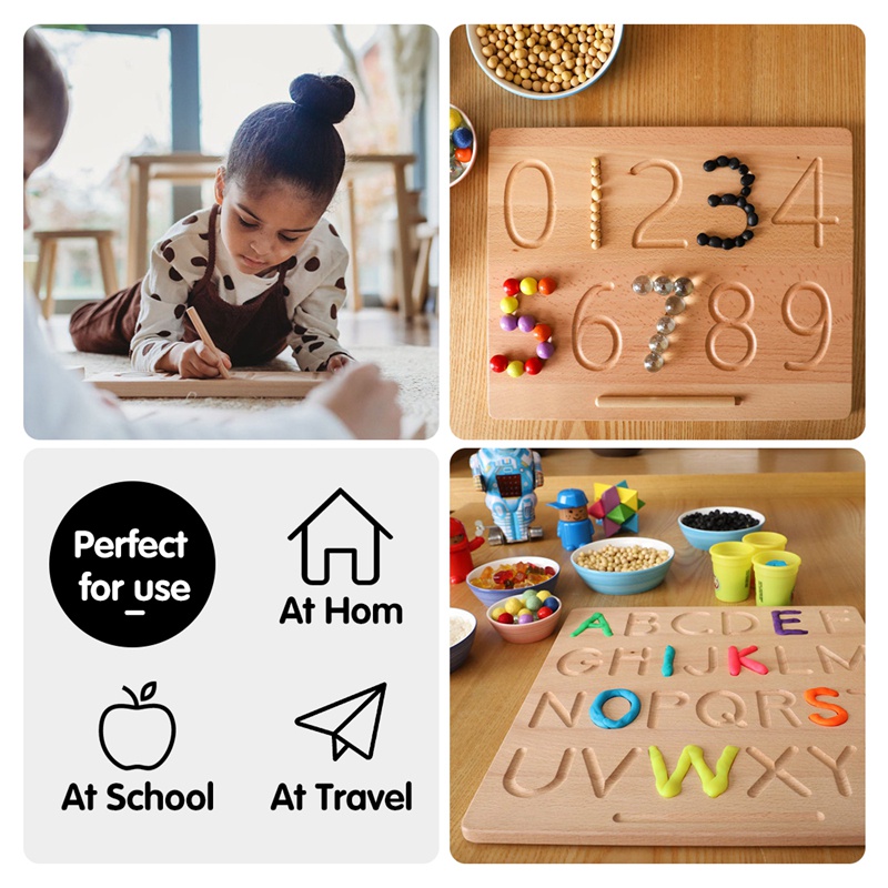 Wooden Montessori Tracing Board Wood Double Sided Uppercase & Lowercase ...