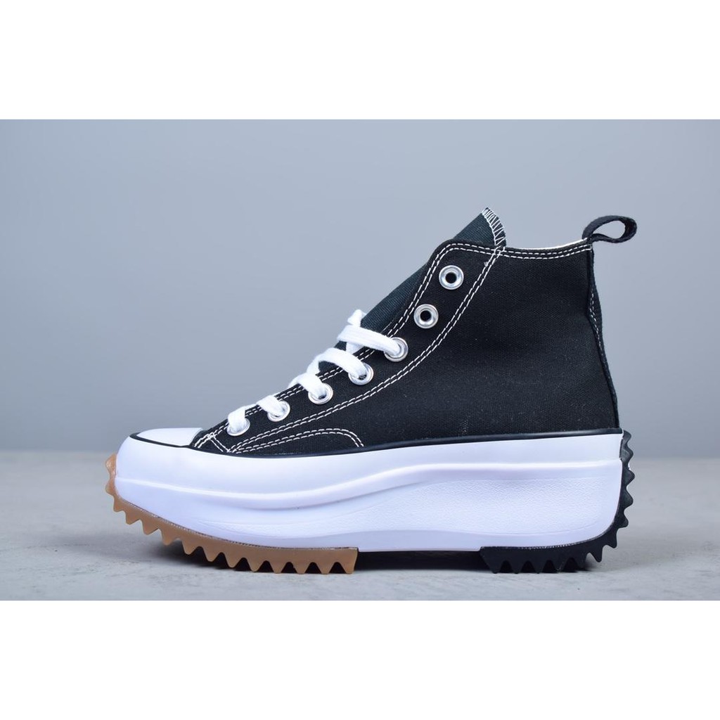 Converse thick-soled sponge cake serrated black and white high-top JW ...