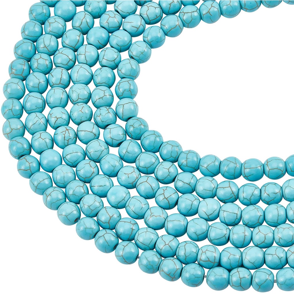 Beebeecraft About 300 Pcs 8mm Round Stone Beads Synthetical Turquoise ...