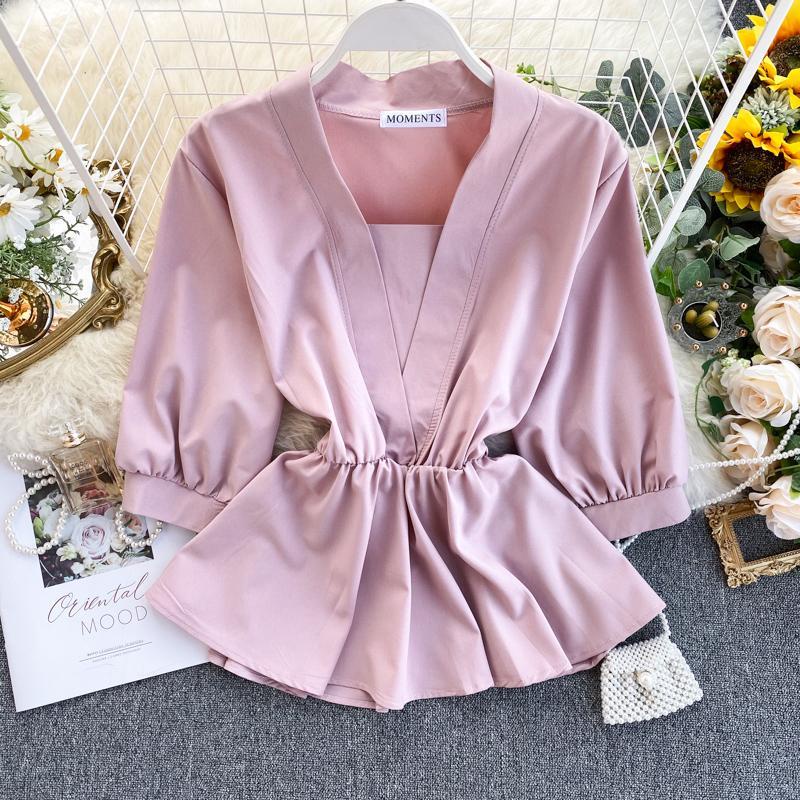 Pwae เสื้อเบลาส์ คอวี แขนสั้น ผูกเชือก ออกแบบดี สําหรับผู้หญิง ...