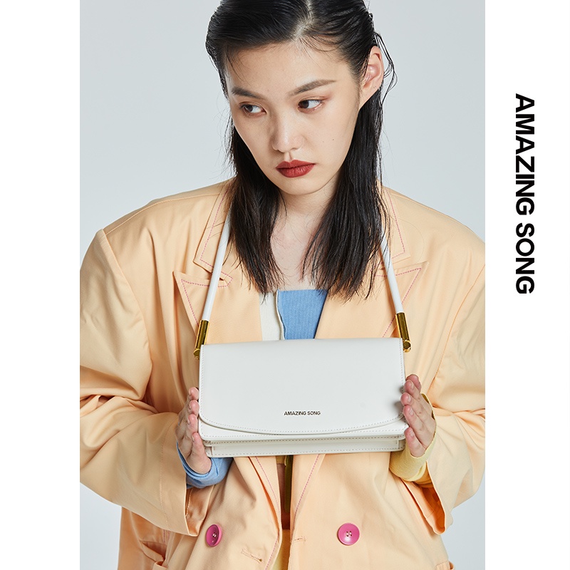 Amazing Song Anna baguette spring and summer new leather texture ...
