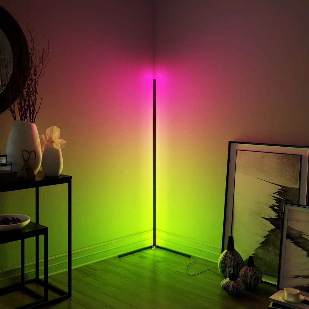 [Ready Stock] Color Changing RGB Mood Lighting Metal LED Corner Floor ...
